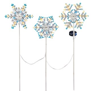Solar Powered Snowflake Spinners - Set of 3 - 9.12 x 32.5 x 4.25 - Bed ...