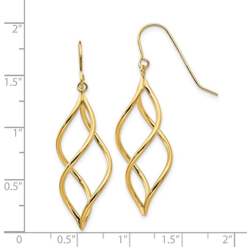 Curata 14k Yellow Gold Polished Big Infinity Swirl Dangle Hook Earrings ...