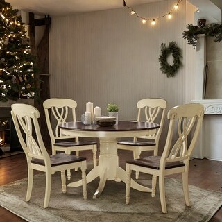 5PCs Dining Table and Chair Set,Round Dining Table with 4 Overlapped ...