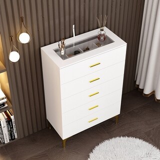 31.5"x47.2" Multifunctional GlassTopped Chest Showcase Dresser Cabinet ...