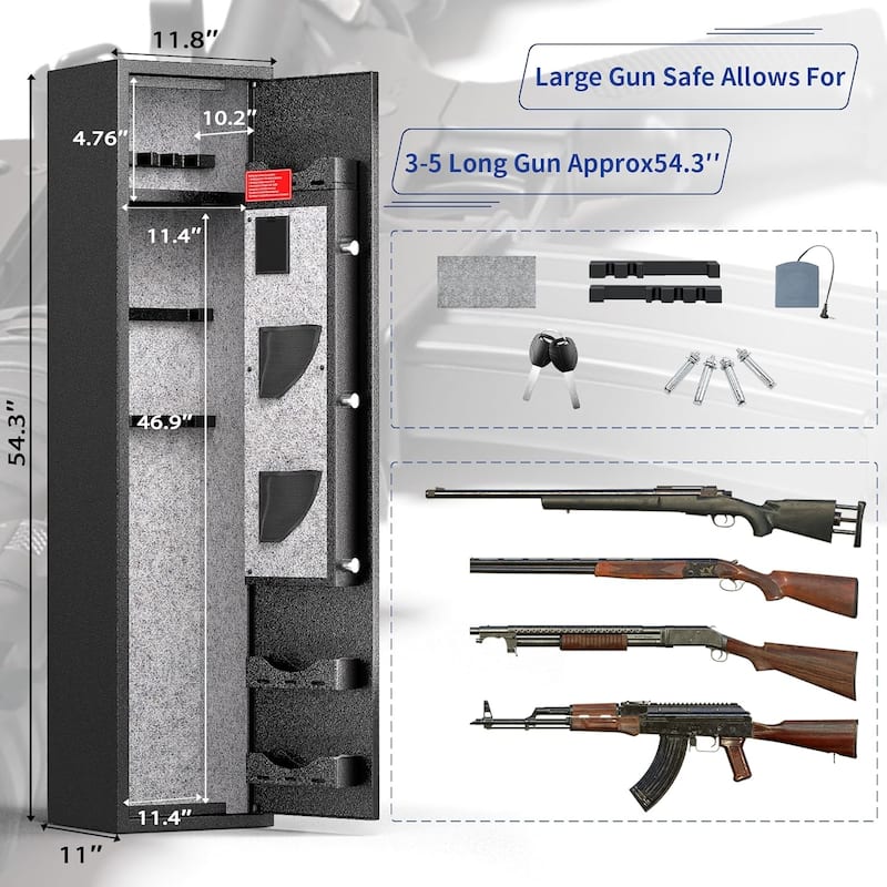 4-10 Gun Rifle Safe Cabinet Quick Access Long Gun Safe with Adjustable ...