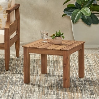 Roomfitters Square Wooden Outdoor Side Table, Slatted Top Patio Accent ...