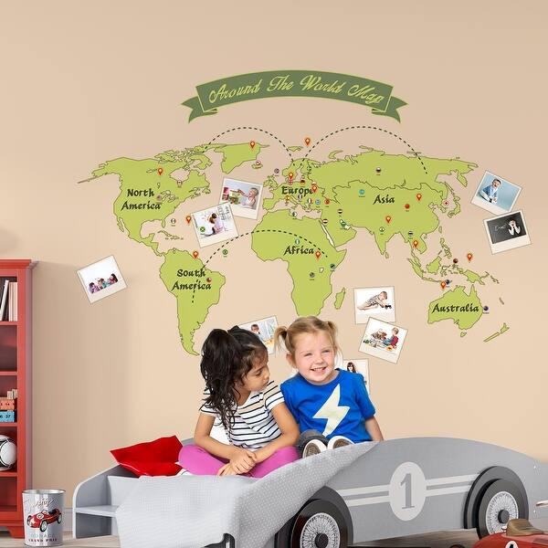 Walplus Wall Sticker Around the World Map Kid Art DIY Art Nursery - Bed ...