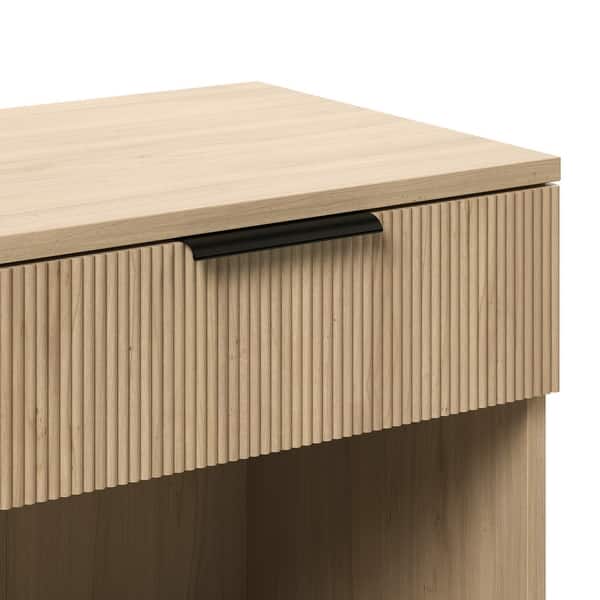 Modern Fluted-Drawer Nightstand with Open Cubby - Coastal Oak - Bed ...