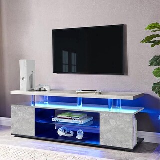 LED TV Stand Gaming Entertainment Center Media Storage Console Table ...