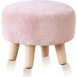 Round Footstool Wool Stool,Pink - Pink - Bed Bath & Beyond - 40112194