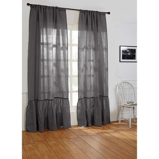 Caprisa Linen Curtain, Steel Blue, 96" - Bed Bath & Beyond - 42888037
