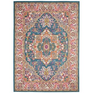 5' x 7' Teal and Pink Medallion Area Rug - 3'6" - Bed Bath & Beyond ...