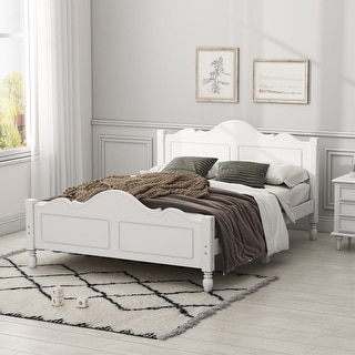 Modern White Queen Size Solid Wood Platform Bed Frame with Headboard ...