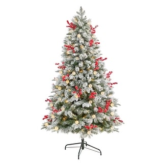 6' Snow Tipped Norwegian Fir Pre-Lit Artificial Christmas Tree with 200 ...
