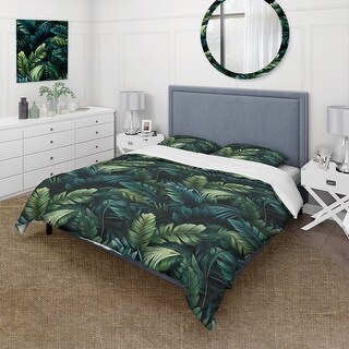 Designart "Moody Tropics Moody Patterns I" Floral Bed Cover Set With 2 ...