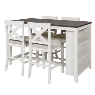 Rustic 5-Piece Wood Counter Height Kitchen Table Set - Bed Bath ...