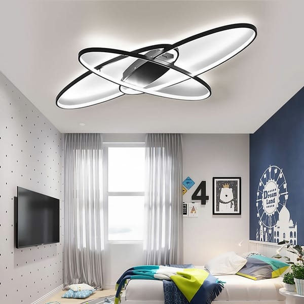 Geometric Creative Design Black Ceiling Light with Remote - D37.43 ...