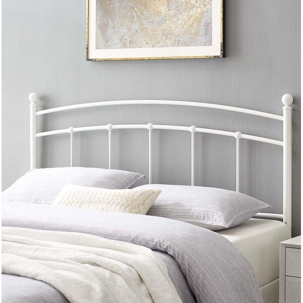 Tyler Arched Full Size White Metal Headboard Overstock 31579156 Tyler Arched Full Size White Metal Headboard Overstock 31579156