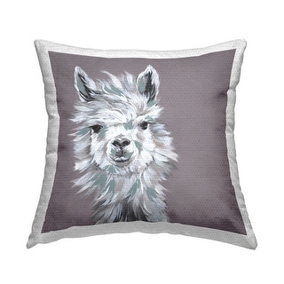 Stupell Fluffy Farm Llama Breezy Wise Gaze Printed Outdoor Throw Pillow ...