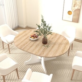 Extendable Oval Dining Table Convertible Round Dining Table with ...