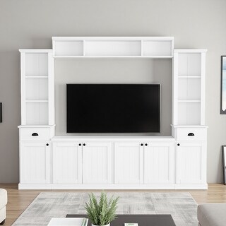 103" Entertainment TV Stand with Adjustable Overhead Bridge & Storage ...