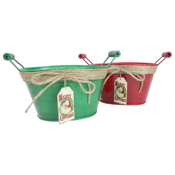 Darice Metal Planter Merry w/Handle Christmas Astd - Bed Bath & Beyond ...
