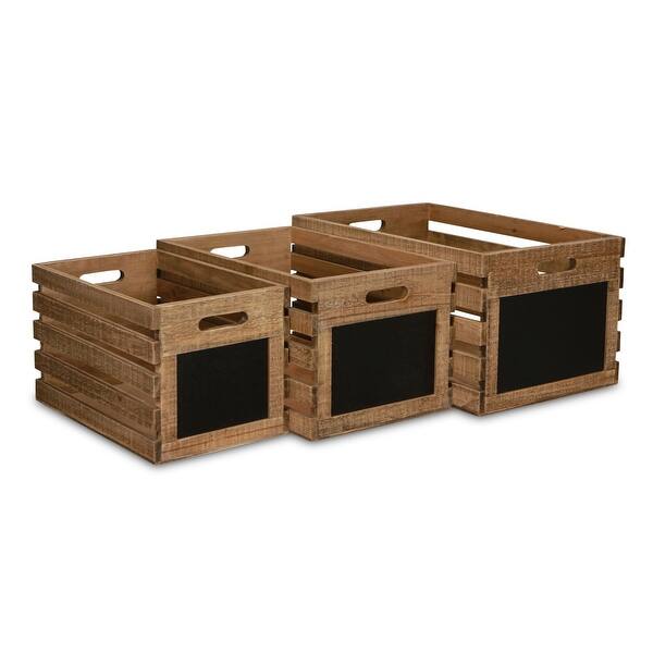 Brown Wood Slat Crate (Set of 3) - On Sale - Bed Bath & Beyond - 36487048