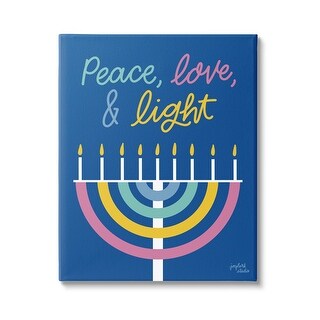 Stupell Peace Love & Light Casual Holiday Hanukkah Menorah Canvas Wall ...