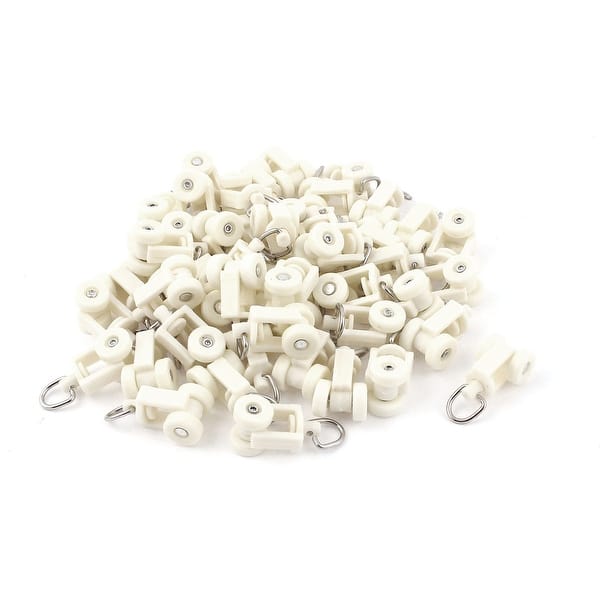 50pcs Plastic 10mm Dia Wheel Oval Ring Curtain Track Carrier Rollers ...