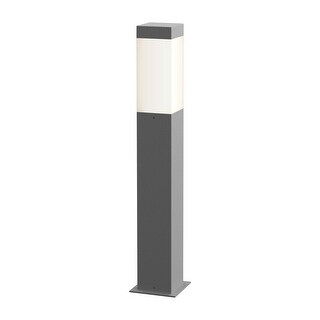 Square Column Textured Gray 22-inch LED Outdoor Bollard, White Shade ...