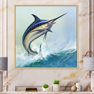 Designart "Blue Marlin In The Ocean II" Nautical & Coastal Framed ...