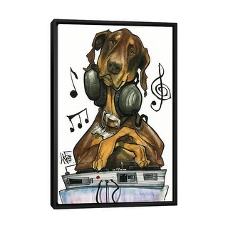 iCanvas "DJ Doberman" by Canine Caricatures Framed Canvas Print - Bed ...