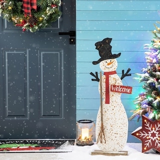 Glitzhome Rusty Metal Snowman Porch Sign - Bed Bath & Beyond - 28881777