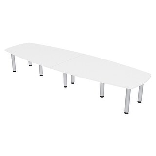 10 Person Arc Boat Conference Room Table with Power Modules Post Legs ...