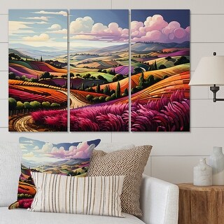 Designart "Purple Orange Vineyard Rows Of Ruby" Farmhouse Wall Decor ...
