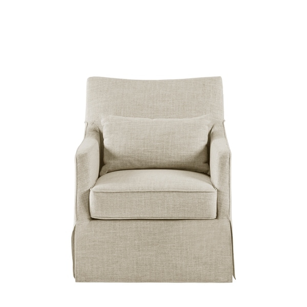 Martha Stewart London Upholstered Skirted Swivel Armchair with Lumbar Pillow On Sale Bed Bath Beyond 29126407