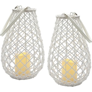 Elements Wicker Pear Shaped Lanterns with LED Candle - 13-1/2 in H and ...
