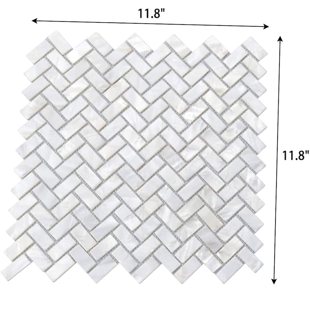 Art3d 12"x12" Mother of Pearl Tile White Opal Subway Pattern,Mosaic ...