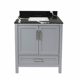 Salerno 25 in. Bath Vanity with Quartz Stone Vanity Top w/ Backsplash ...