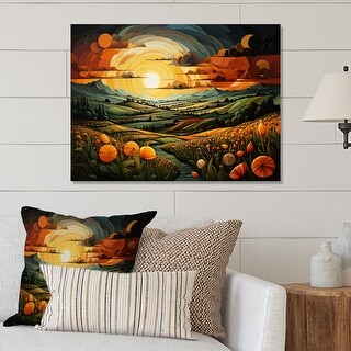Designart "Countryside Geometric Plains I" Landscapes Metal Large Print ...