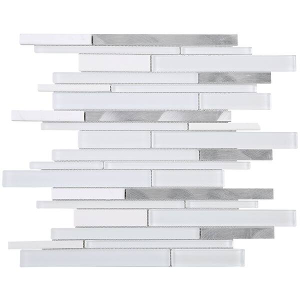 TileGen. Slender Random Sized Mixed Material Tile in White/Grey Wall ...