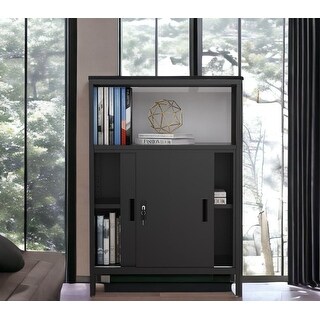Metal Filing Cabinet With moving sliding doors and adjustable shelves ...
