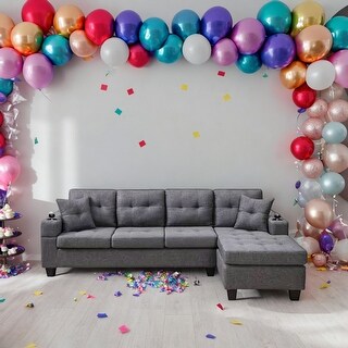 Sectional Sofa Left with Footrest, Convertible Corner Sofa with Armrest ...