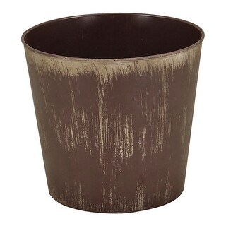 Cheungs Round, 9" brown and ivory planter with a tapered body ...