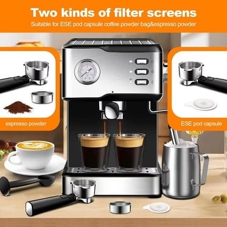 20 Cup Stainless Steel Semi-Automatic Espresso Machine with Pressure ...