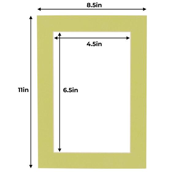 5x7 Mat for 8.5x11 Frame - Precut Mat Board Acid-Free Pistachio Green ...