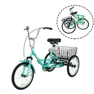 Adult Folding Tricycle Single Speed, 20 inch 3 Wheel Cruisers Bikes ...
