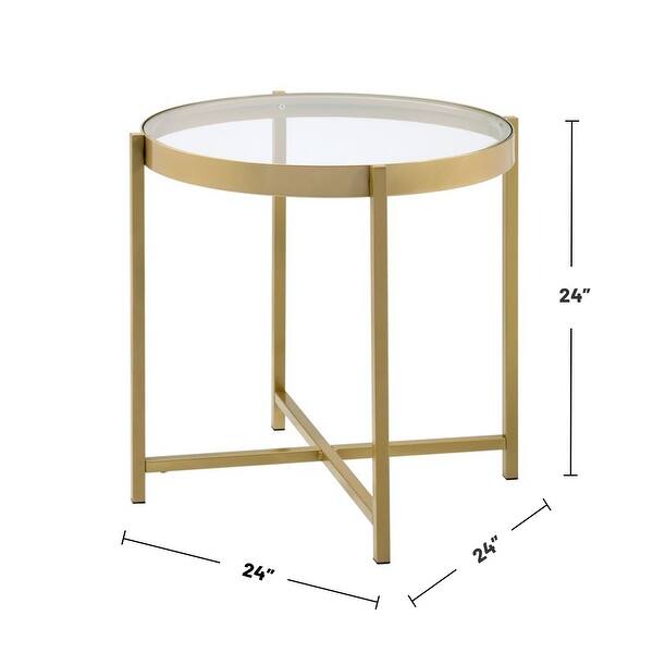 Glass Round Top End Table with Metal Frame in Gold - Bed Bath & Beyond ...