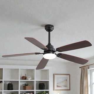 52 Inch Indoor Ceiling Fan with LED Light, 6-Speed Quiet DC Motor, 5 ...