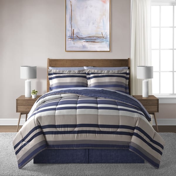 Lanwood Home Xavier Stripe 8-Piece Comforter Set - Bed Bath & Beyond ...