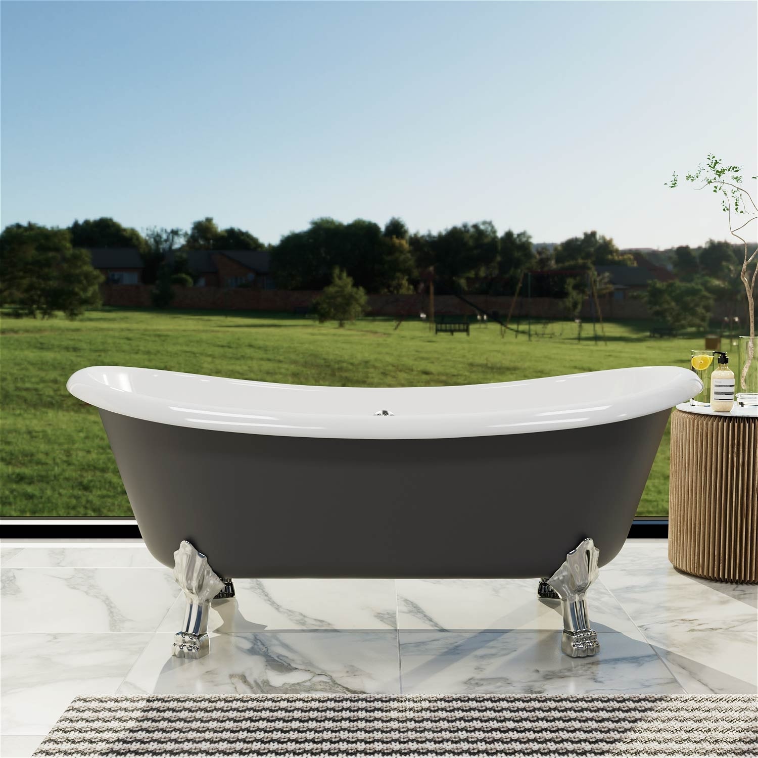 GIVINGTREE 59 in. Traditional Acrylic Clawfoot Bathtub Roll Top Bathtub ...