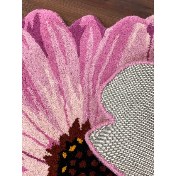 Sumaiya Bouquet Hand Tufted Flower Pink Color Wool Rug - 2'.11"x3'.0 ...