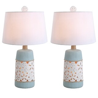 Sanibel Accent Sandollar Lamp Coastal Set - 24' Height - antique blue ...