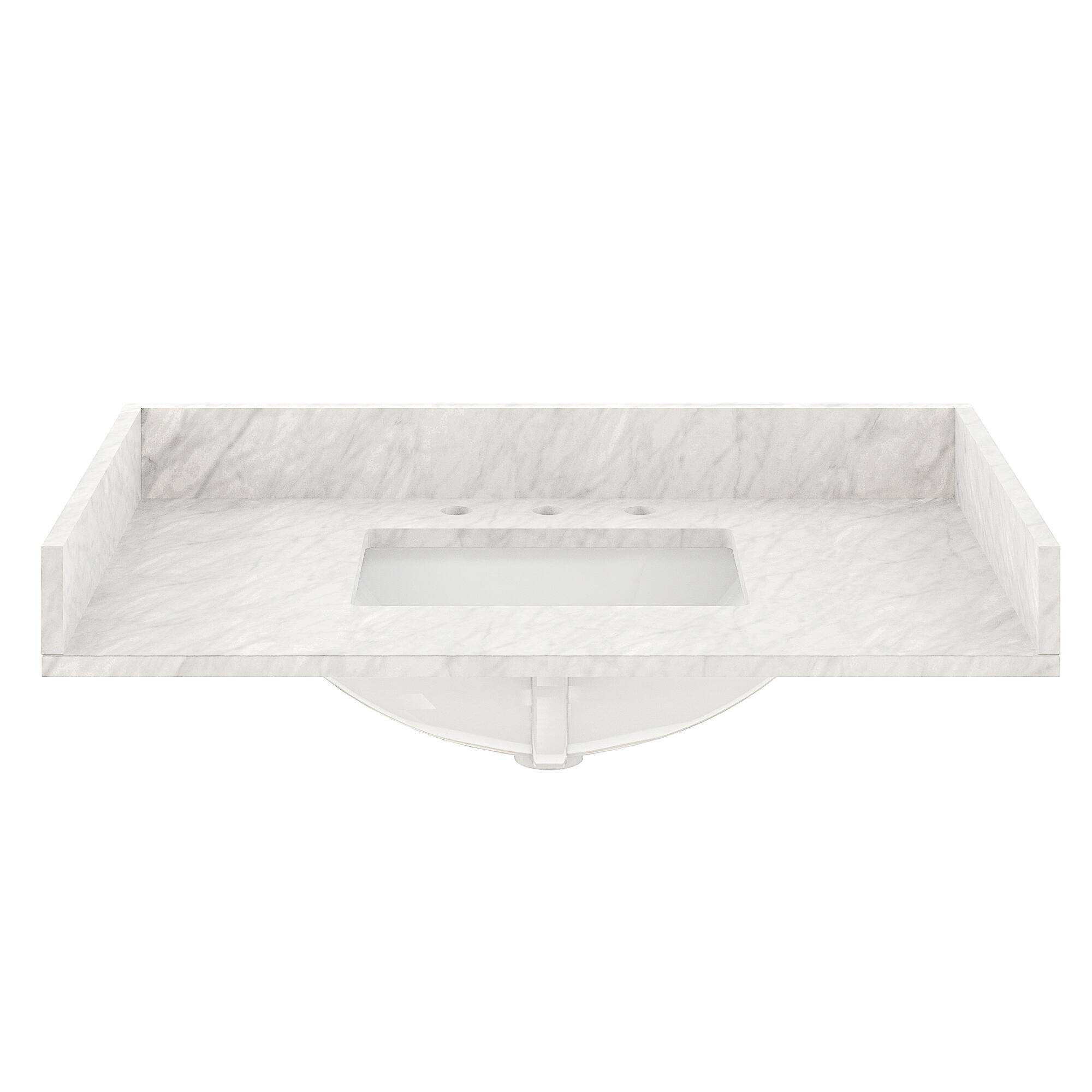 Winette 37" x 22" Engineer Marble Bathroom Vanity Top in Cararra White ...
